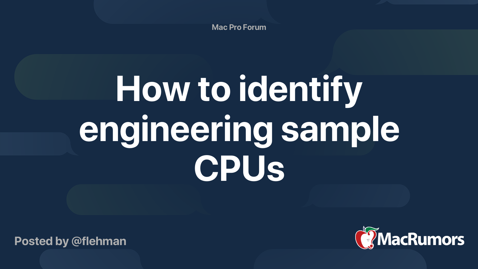 How to identify engineering sample CPUs | MacRumors Forums