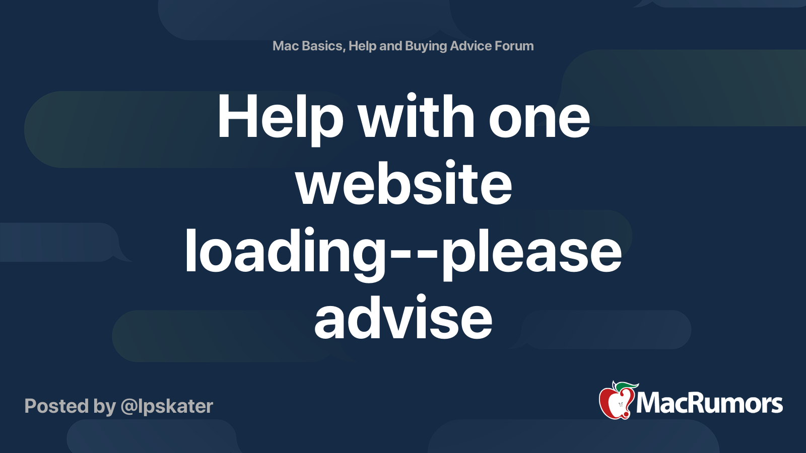 Help with one website loading--please advise | MacRumors Forums