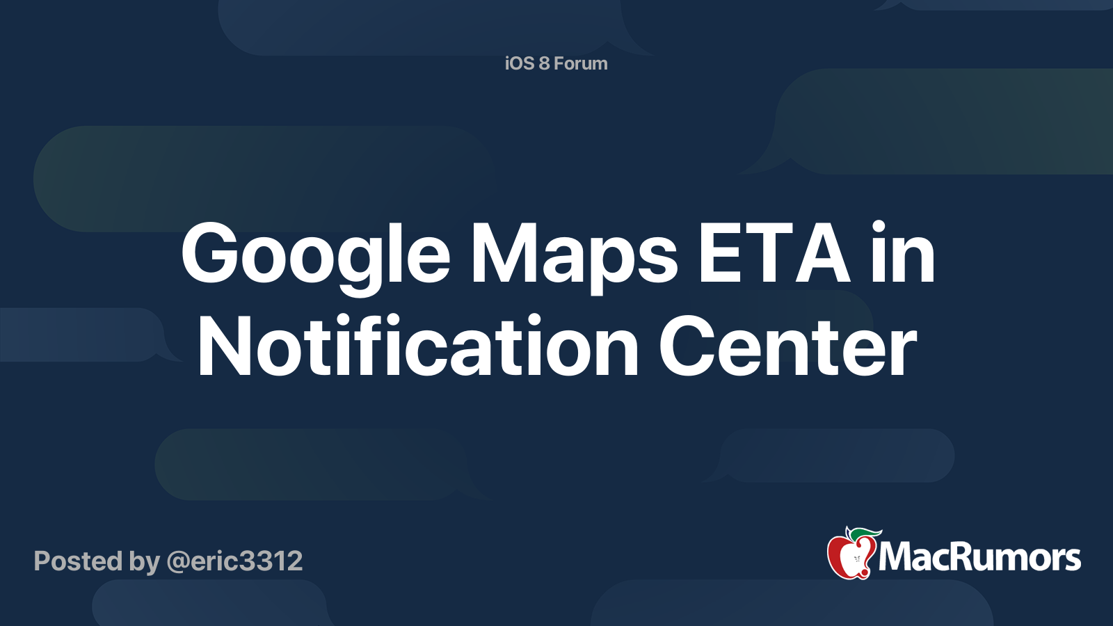 Google Maps ETA in Notification Center | MacRumors Forums