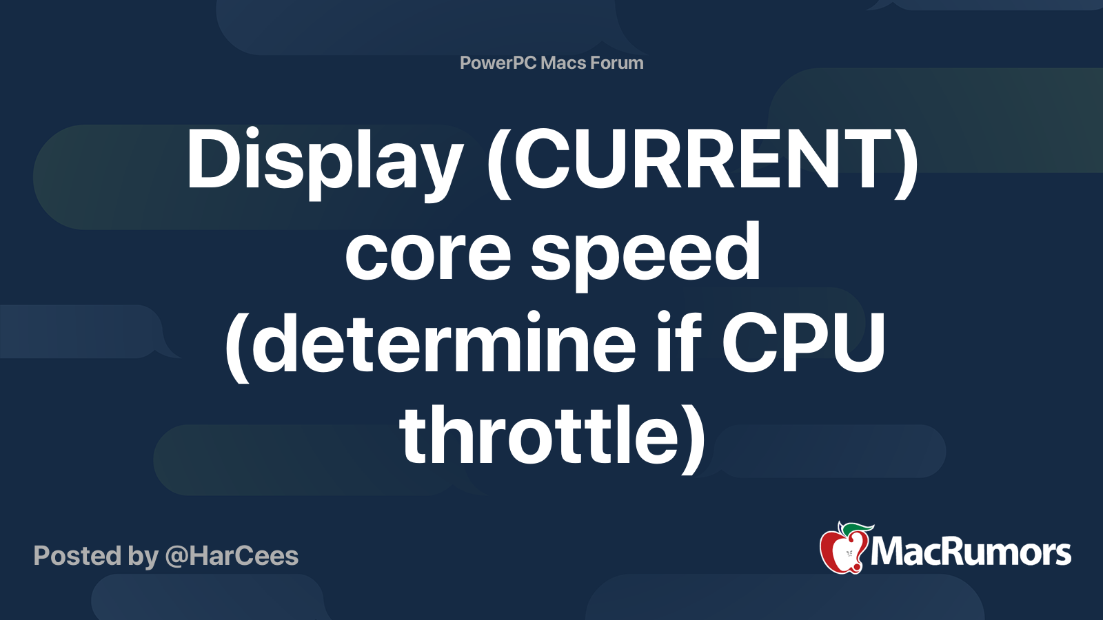 Display (CURRENT) core speed (determine if CPU throttle) | MacRumors Forums