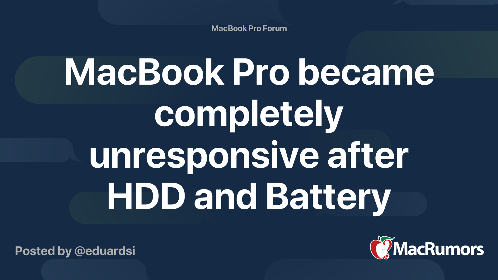 MacBook Pro became completely unresponsive after HDD and Battery change | MacRumors Forums