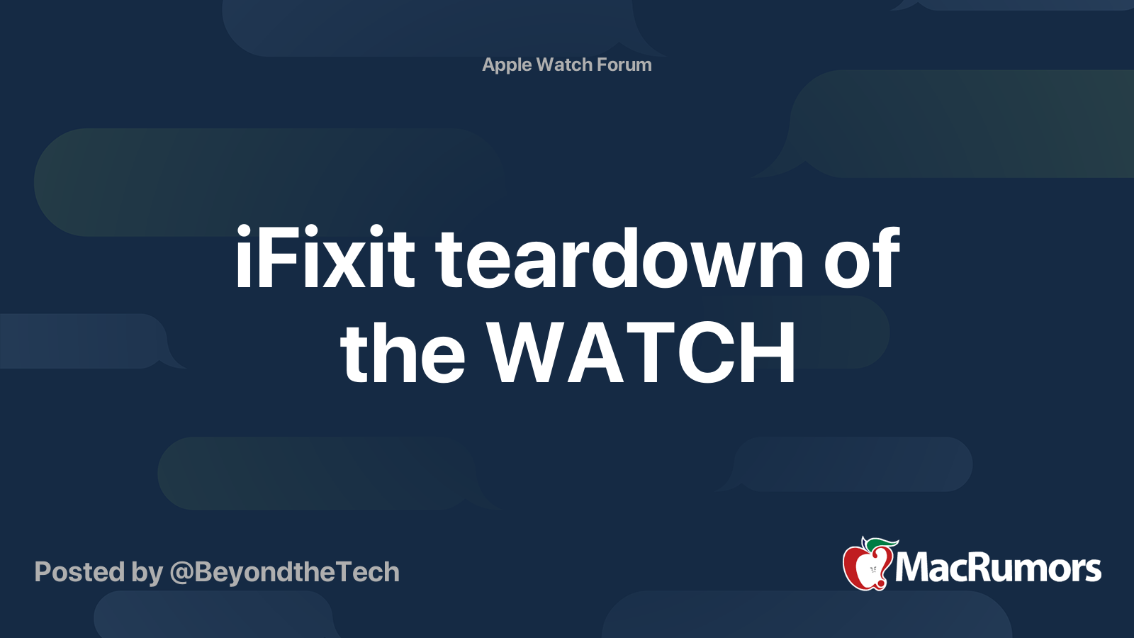 iFixit teardown of the WATCH | MacRumors Forums