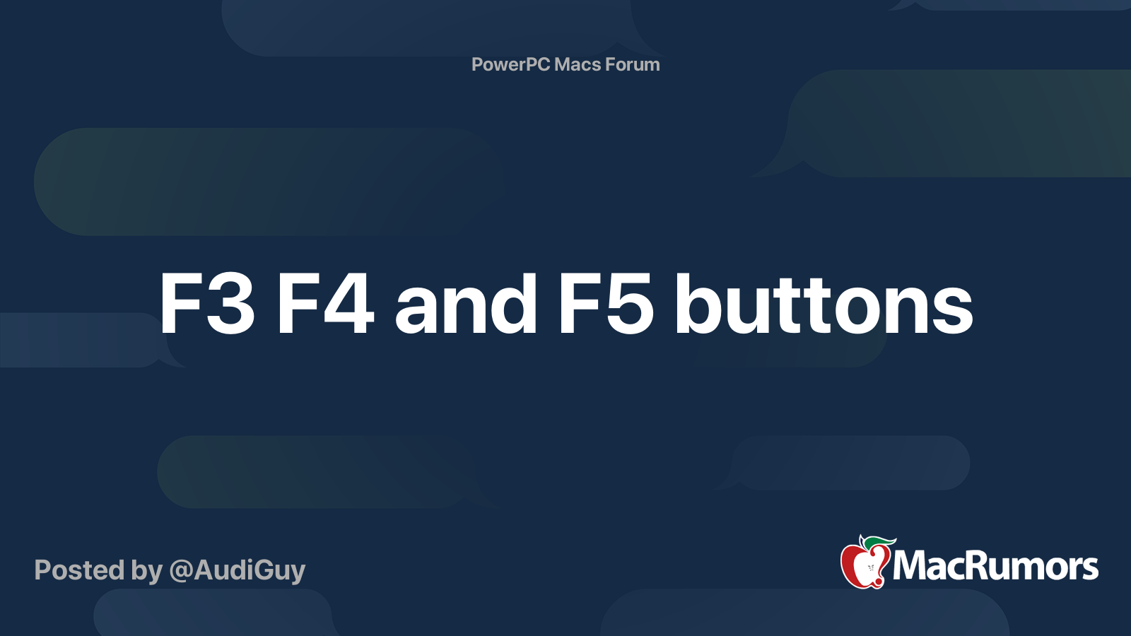 F3 F4 and F5 buttons | MacRumors Forums