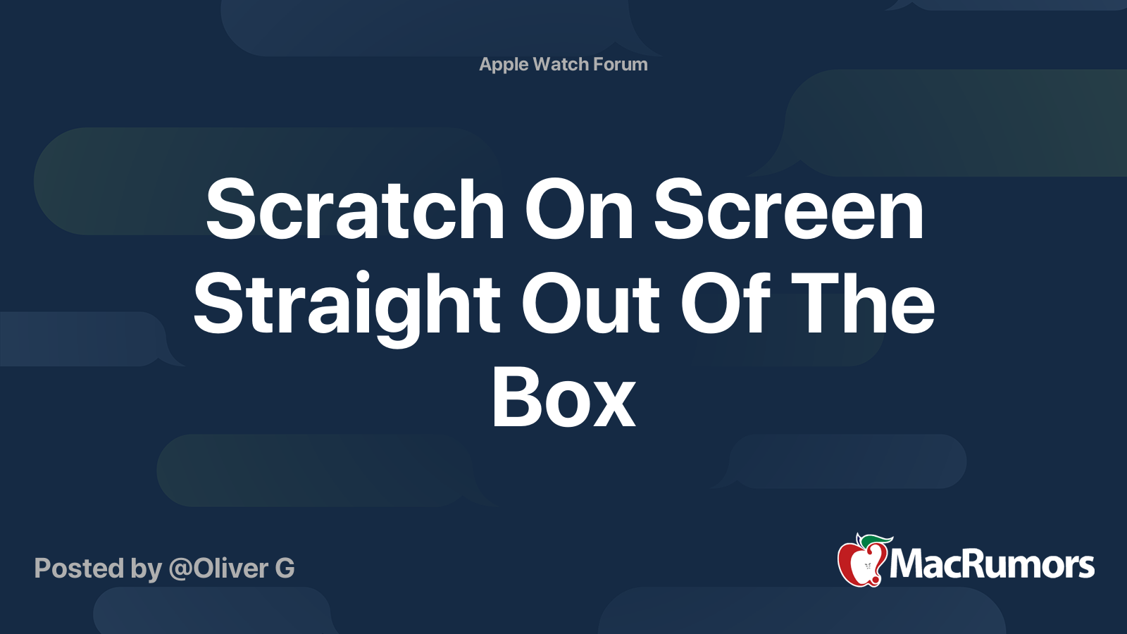 Scratch On Screen Straight Out Of The Box | MacRumors Forums
