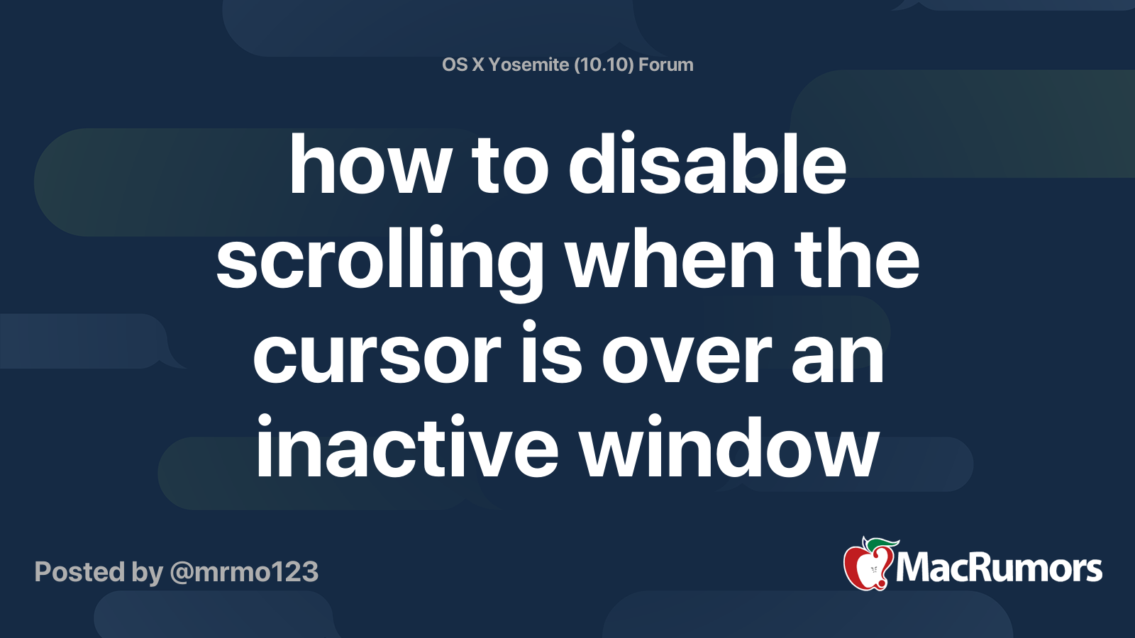 how to disable scrolling when the cursor is over an inactive window | MacRumors Forums