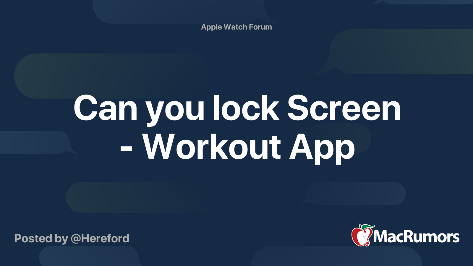 Can you lock Screen - Workout App | MacRumors Forums