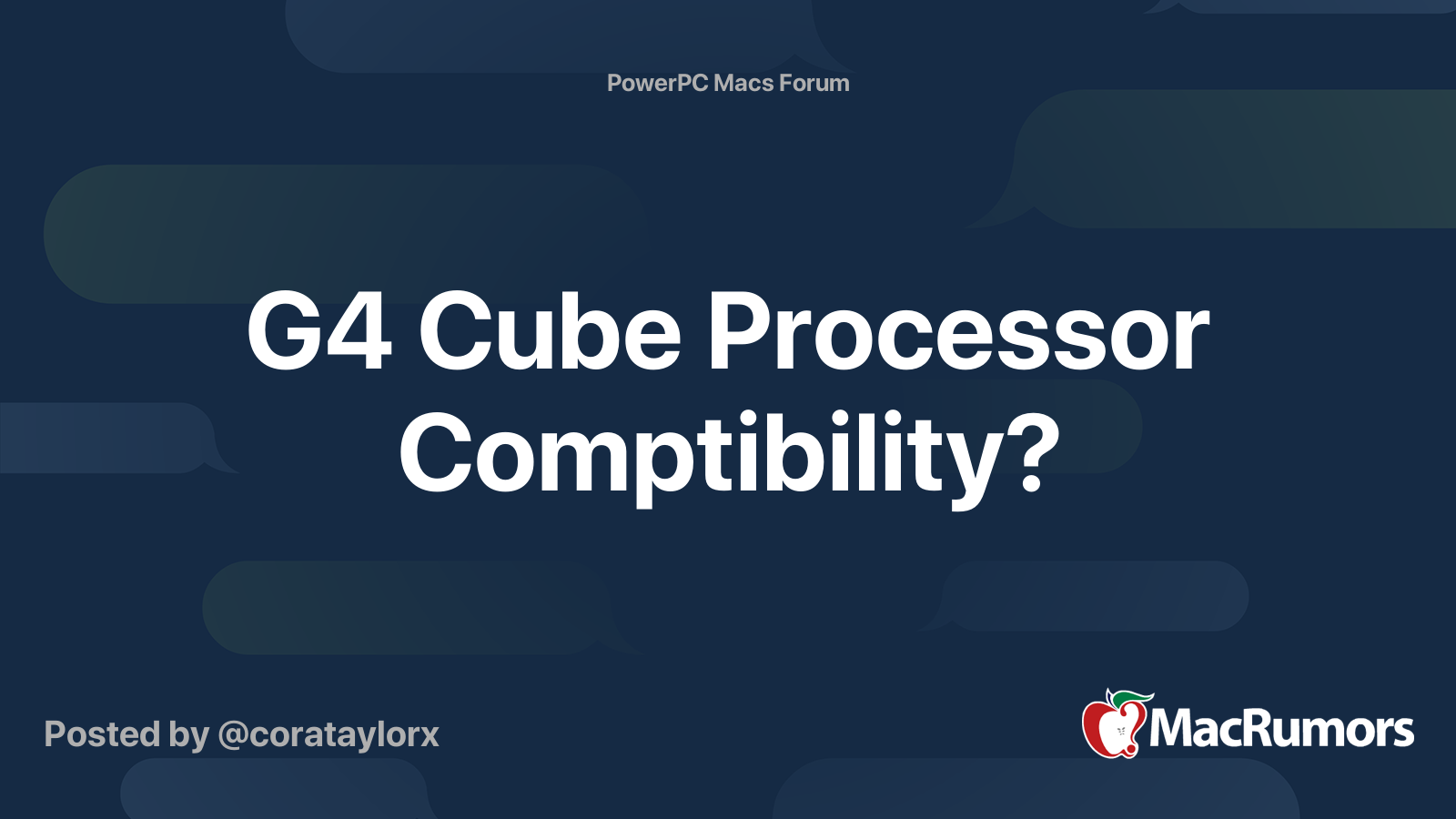 G4 Cube Processor Comptibility? | MacRumors Forums
