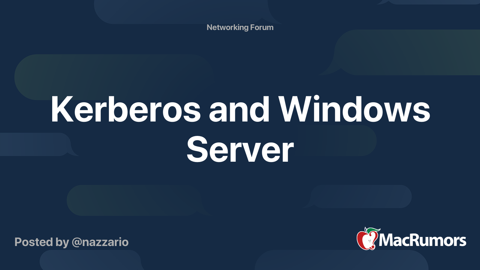 Kerberos and Windows Server | MacRumors Forums