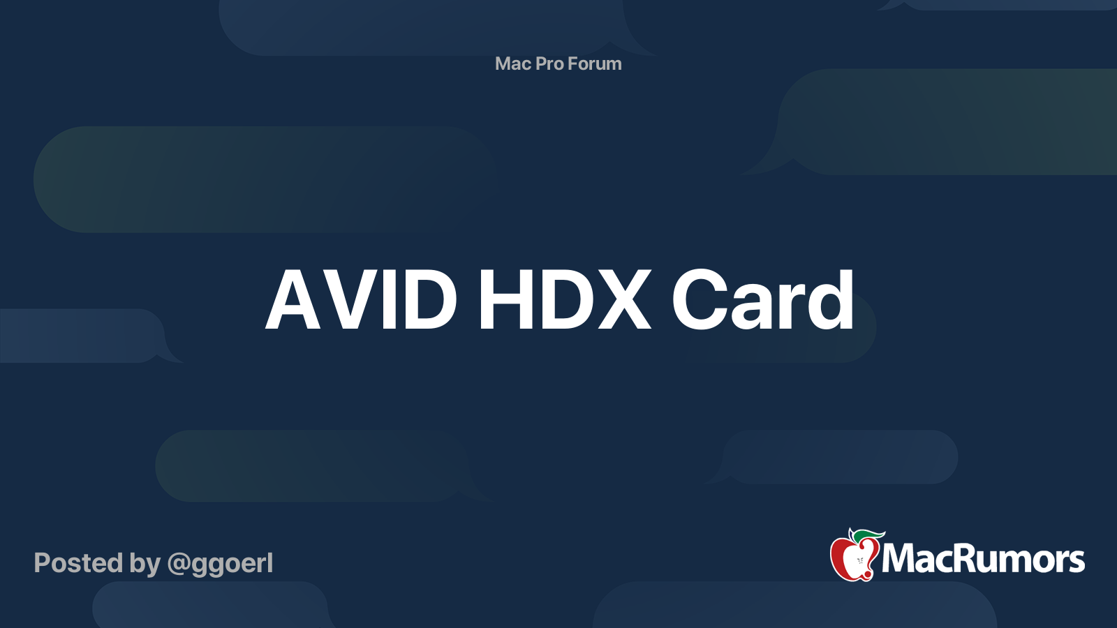 AVID HDX Card | MacRumors Forums
