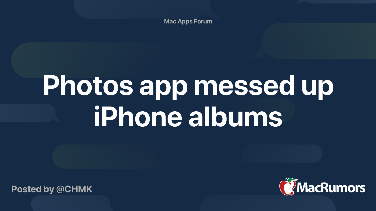 Photos app messed up iPhone albums | MacRumors Forums