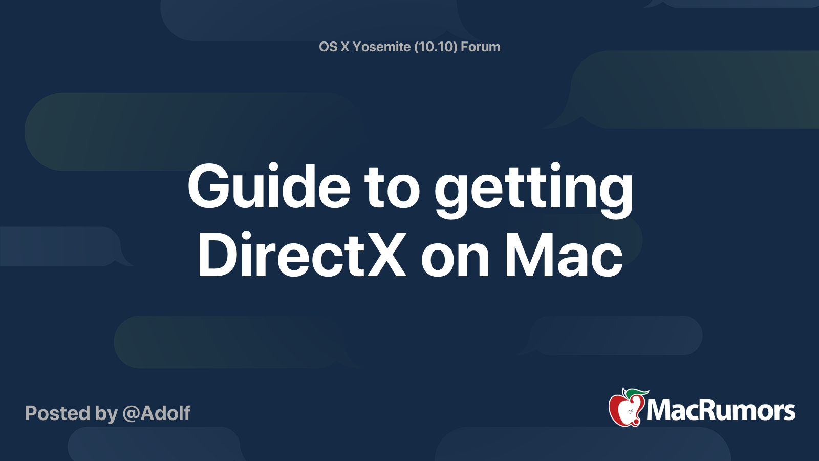 Guide to getting DirectX on Mac | MacRumors Forums