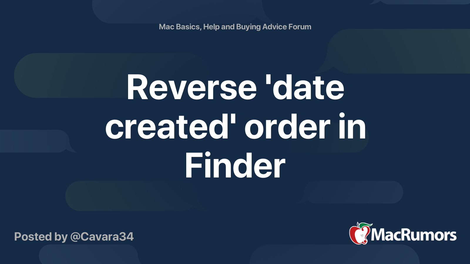 Reverse 'date created' order in Finder | MacRumors Forums