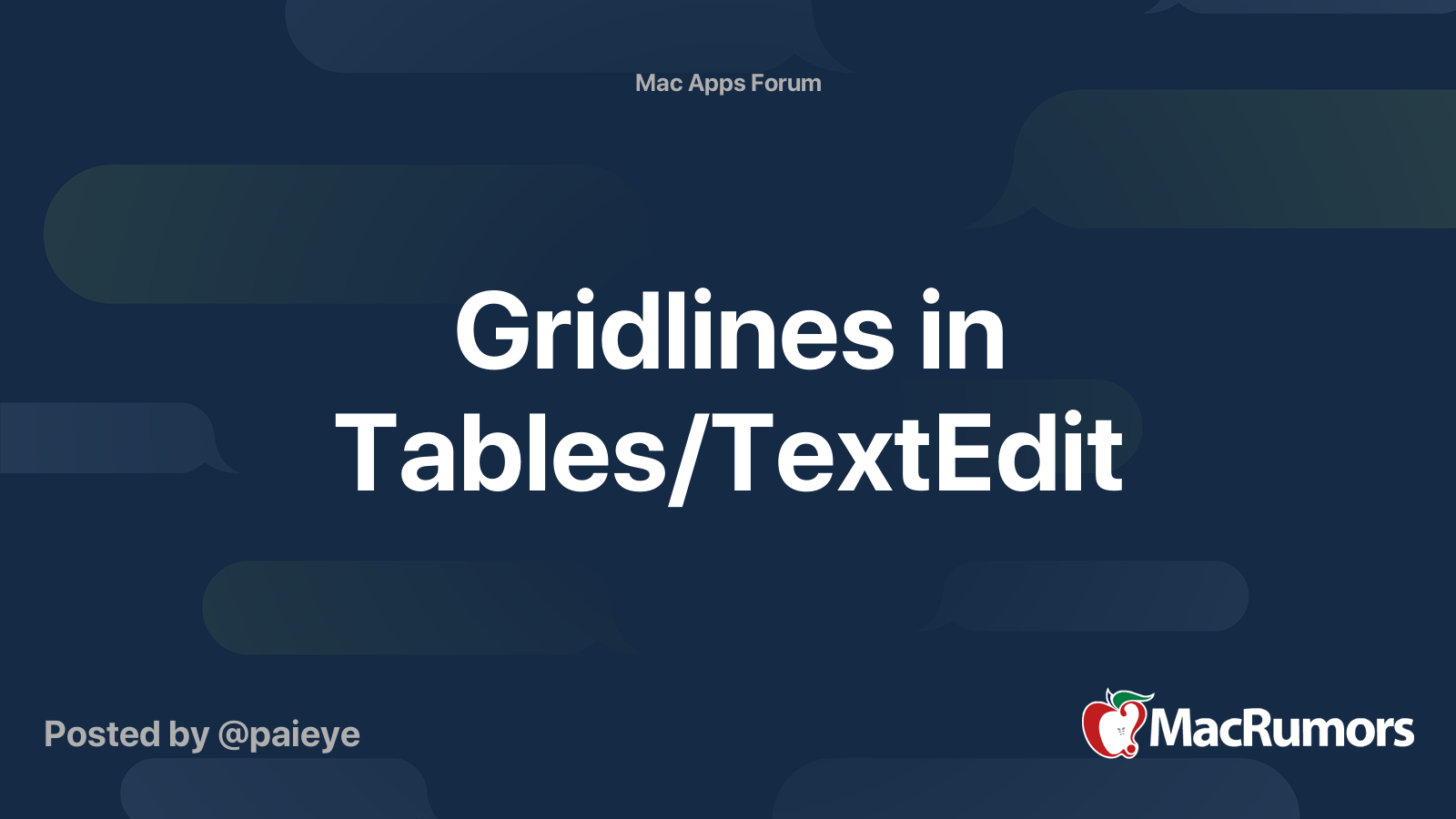 Gridlines in Tables/TextEdit | MacRumors Forums