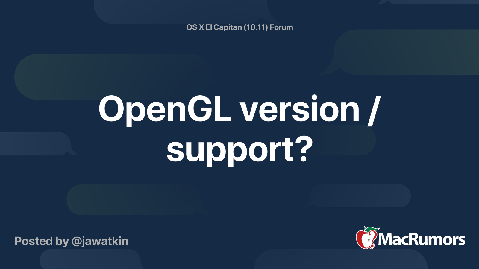 OpenGL version / support? | MacRumors Forums