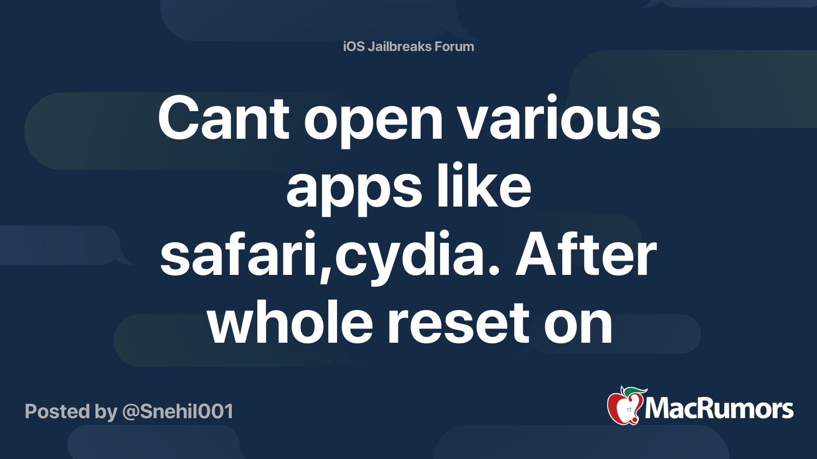 Cant open various apps like safari,cydia. After whole reset on iphone 4 ...
