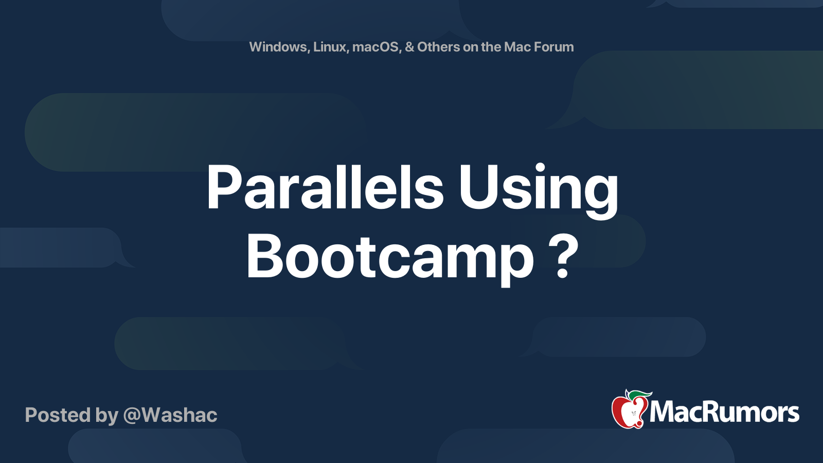 Parallels Using Bootcamp ? | MacRumors Forums