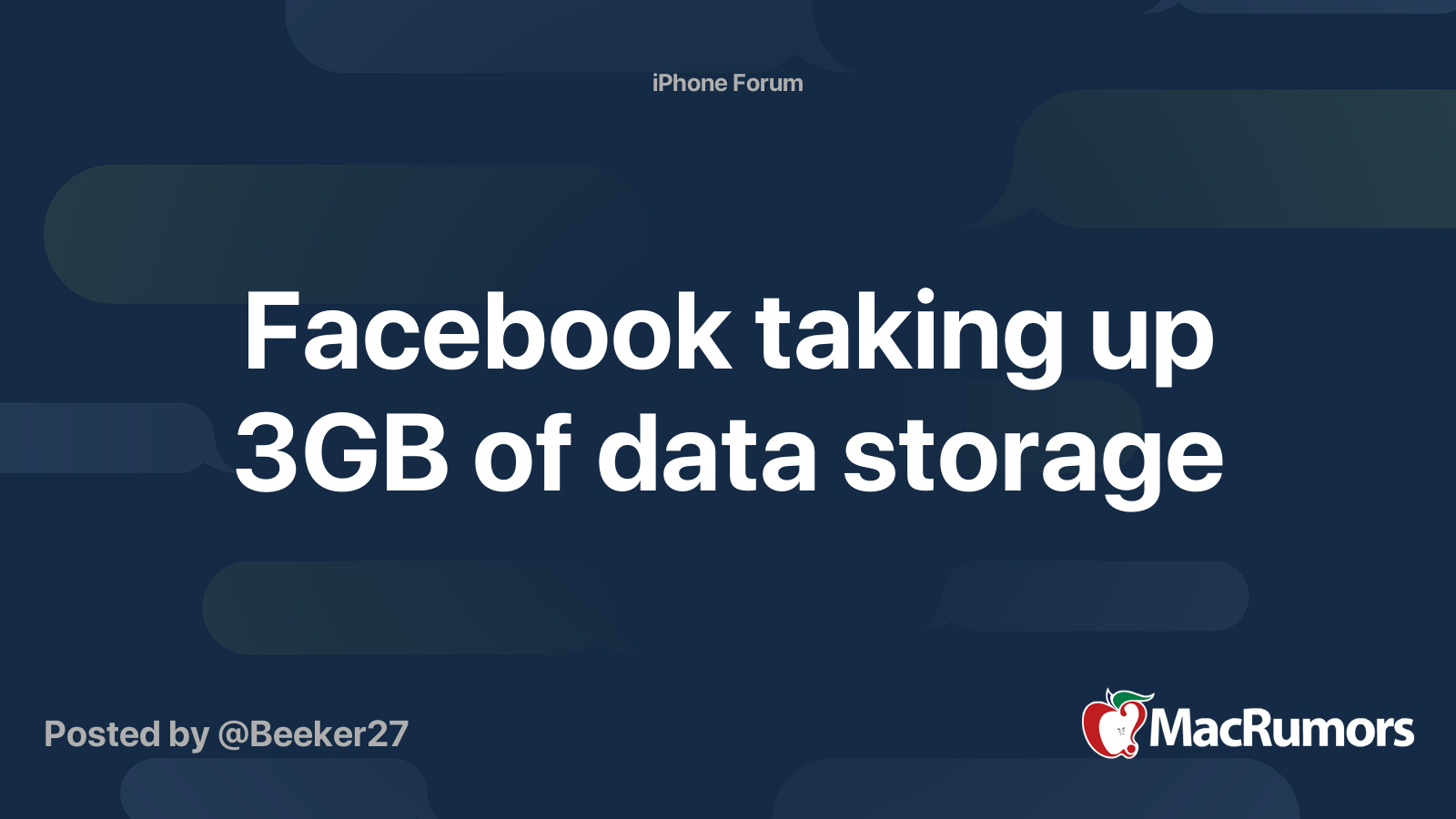 Facebook Taking Up 3gb Of Data Storage Macrumors Forums
