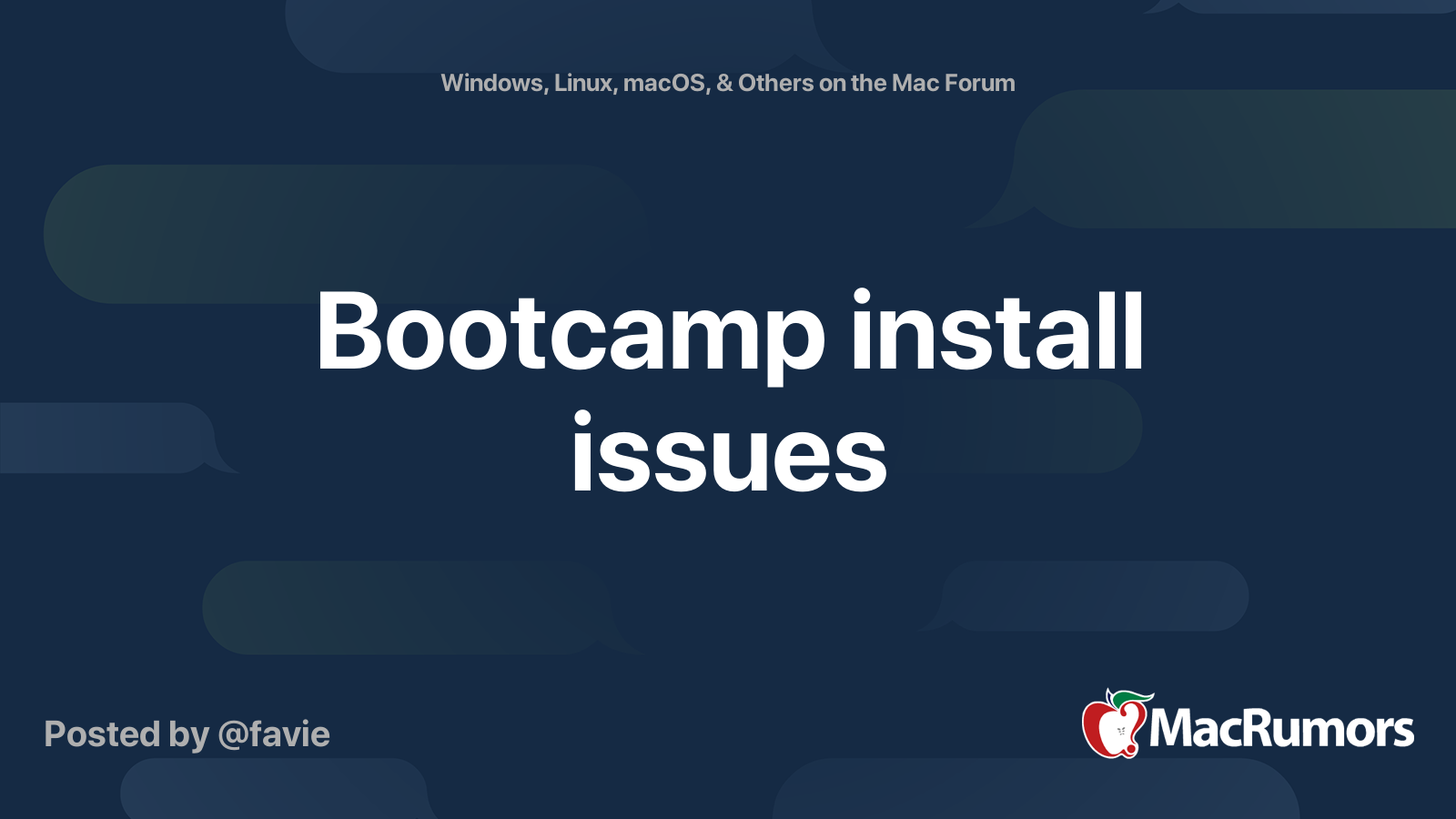 Bootcamp install issues | MacRumors Forums