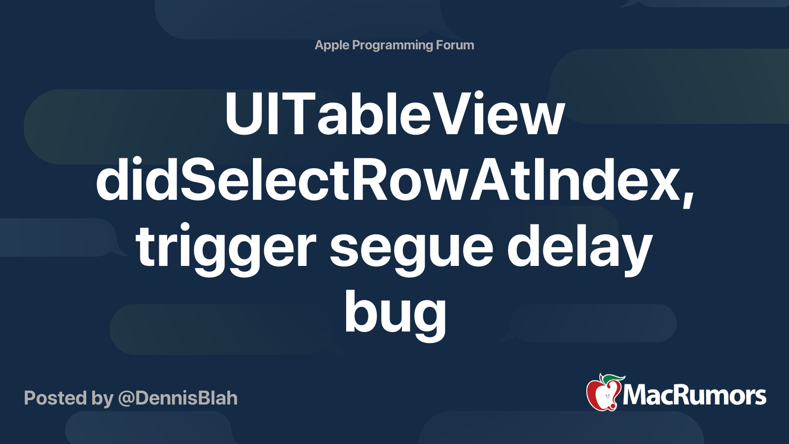 Uitableview Didselectrowatindex Trigger Segue Delay Bug Macrumors Forums