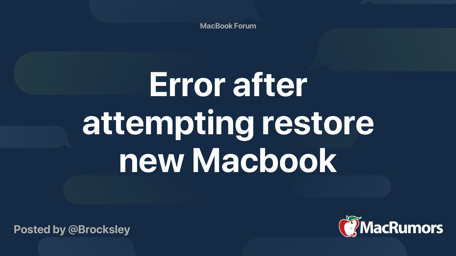 Error after attempting restore new Macbook | MacRumors Forums