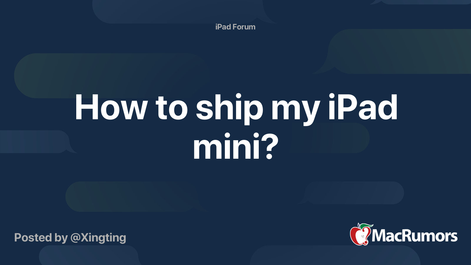 How to ship my iPad mini? | MacRumors Forums