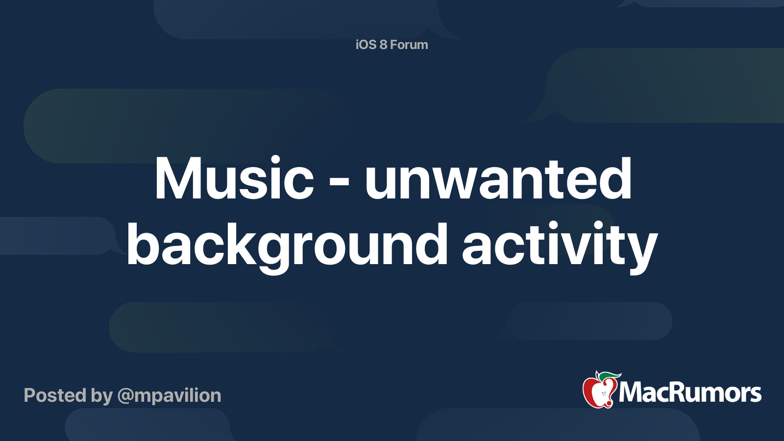 Music - unwanted background activity | MacRumors Forums