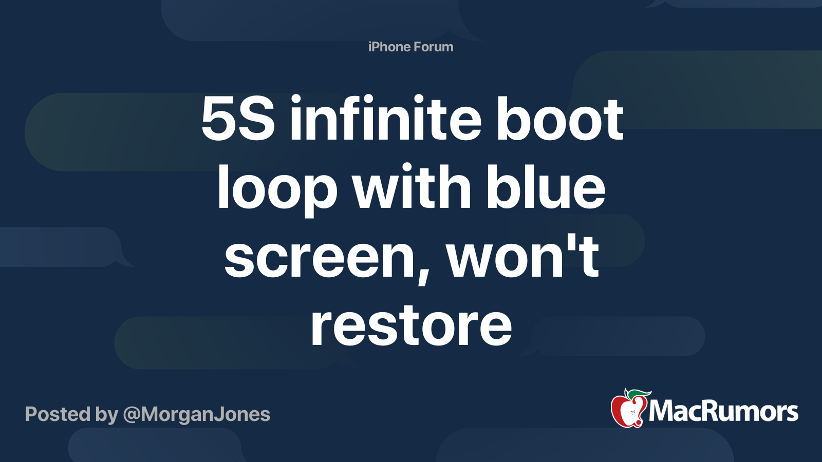 5S infinite boot loop with blue screen, won't restore | MacRumors Forums