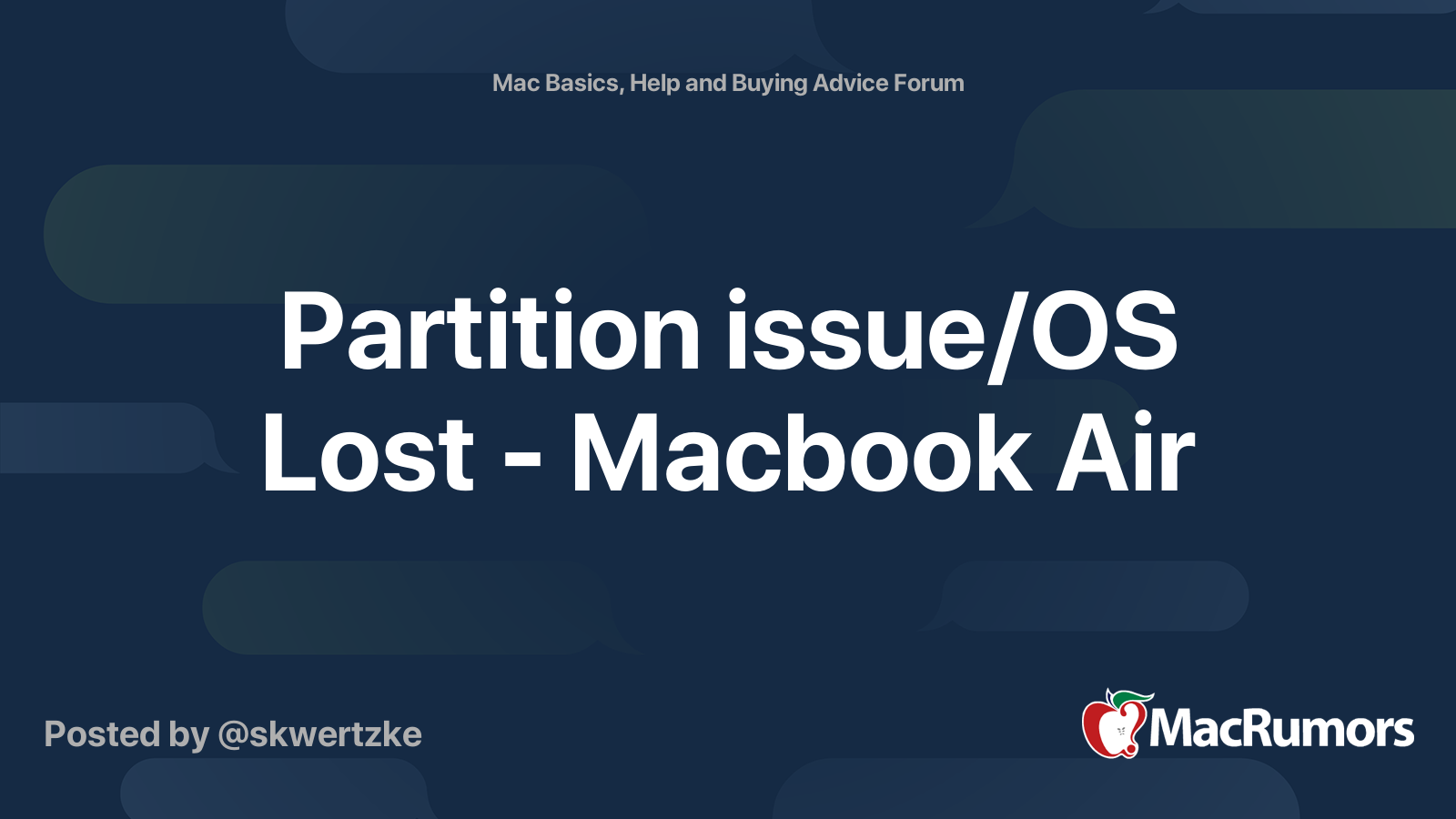Partition issue/OS Lost - Macbook Air | MacRumors Forums