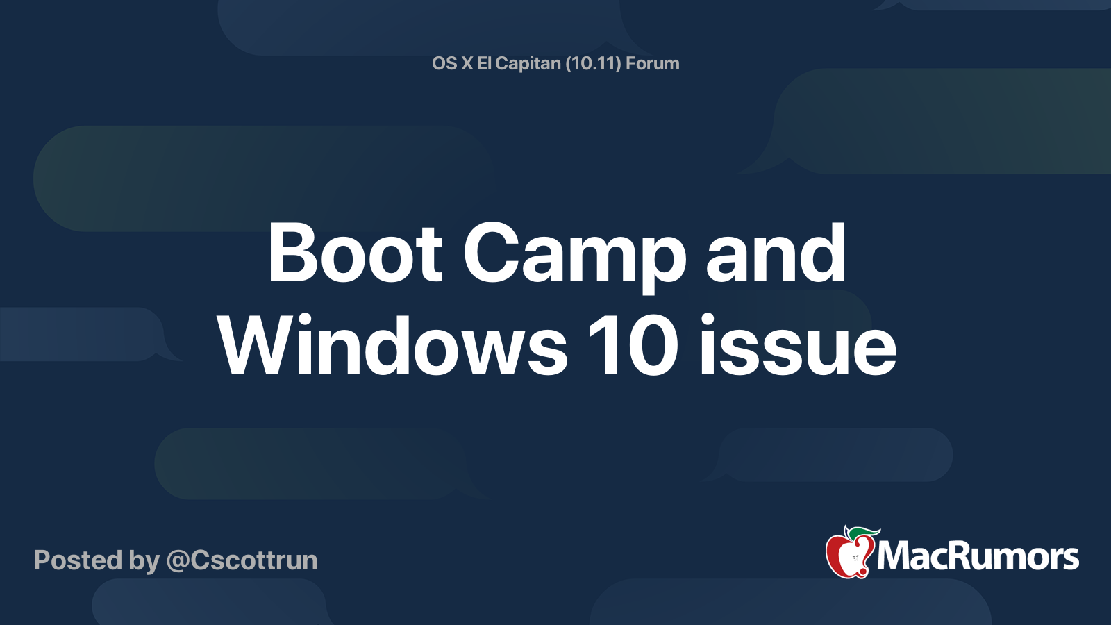 Boot Camp and Windows 10 issue | MacRumors Forums