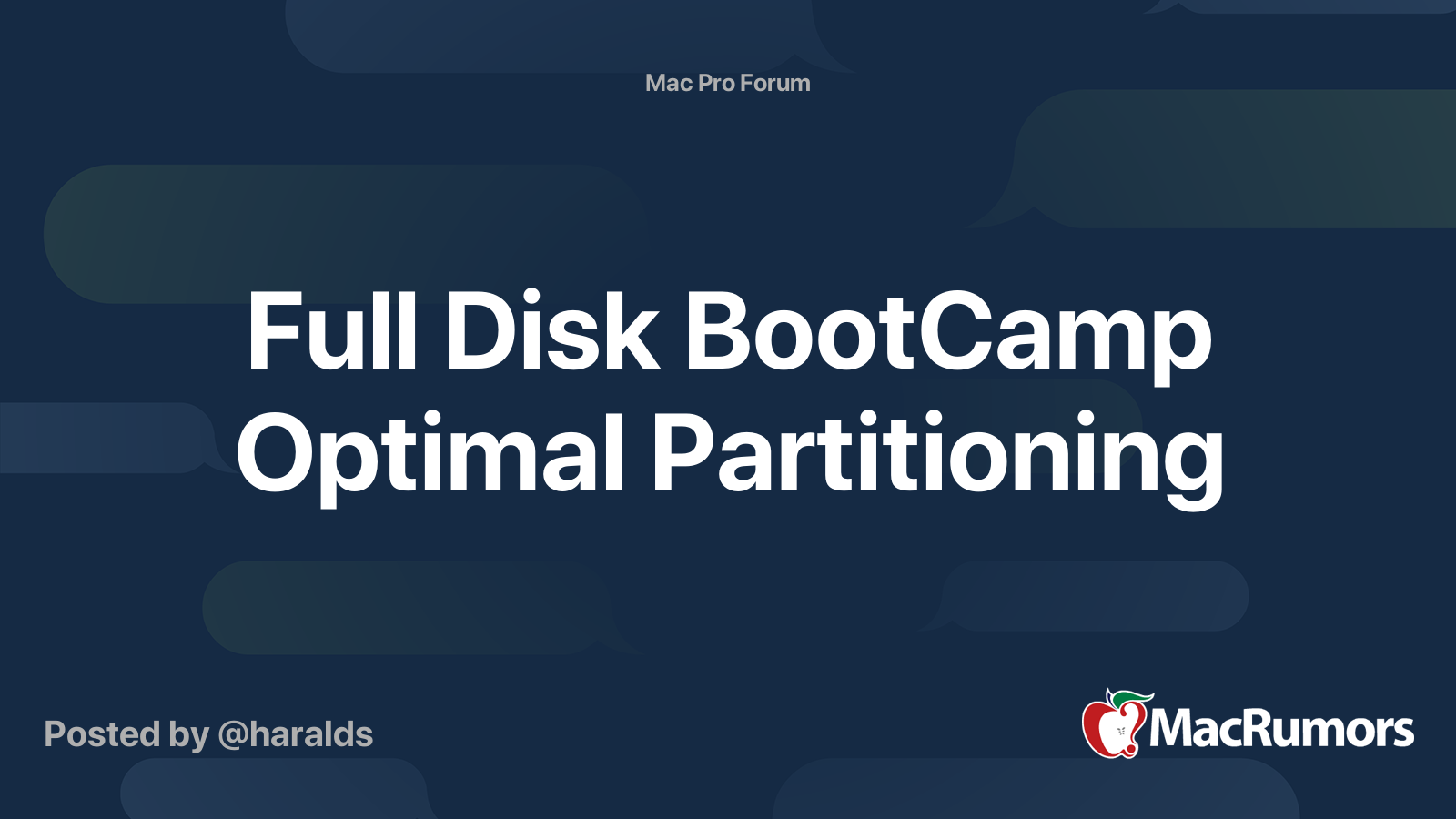 Full Disk BootCamp Optimal Partitioning | MacRumors Forums