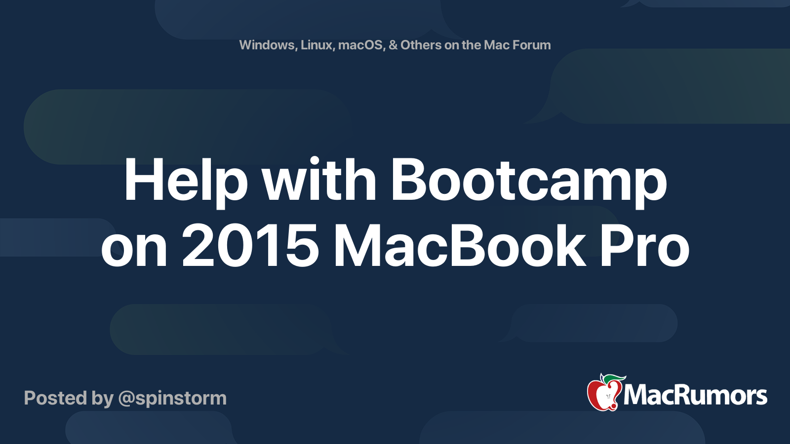 Help with Bootcamp on 2015 MacBook Pro | MacRumors Forums