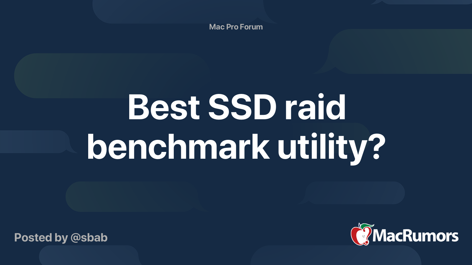 Best Ssd Raid Benchmark Utility Macrumors Forums