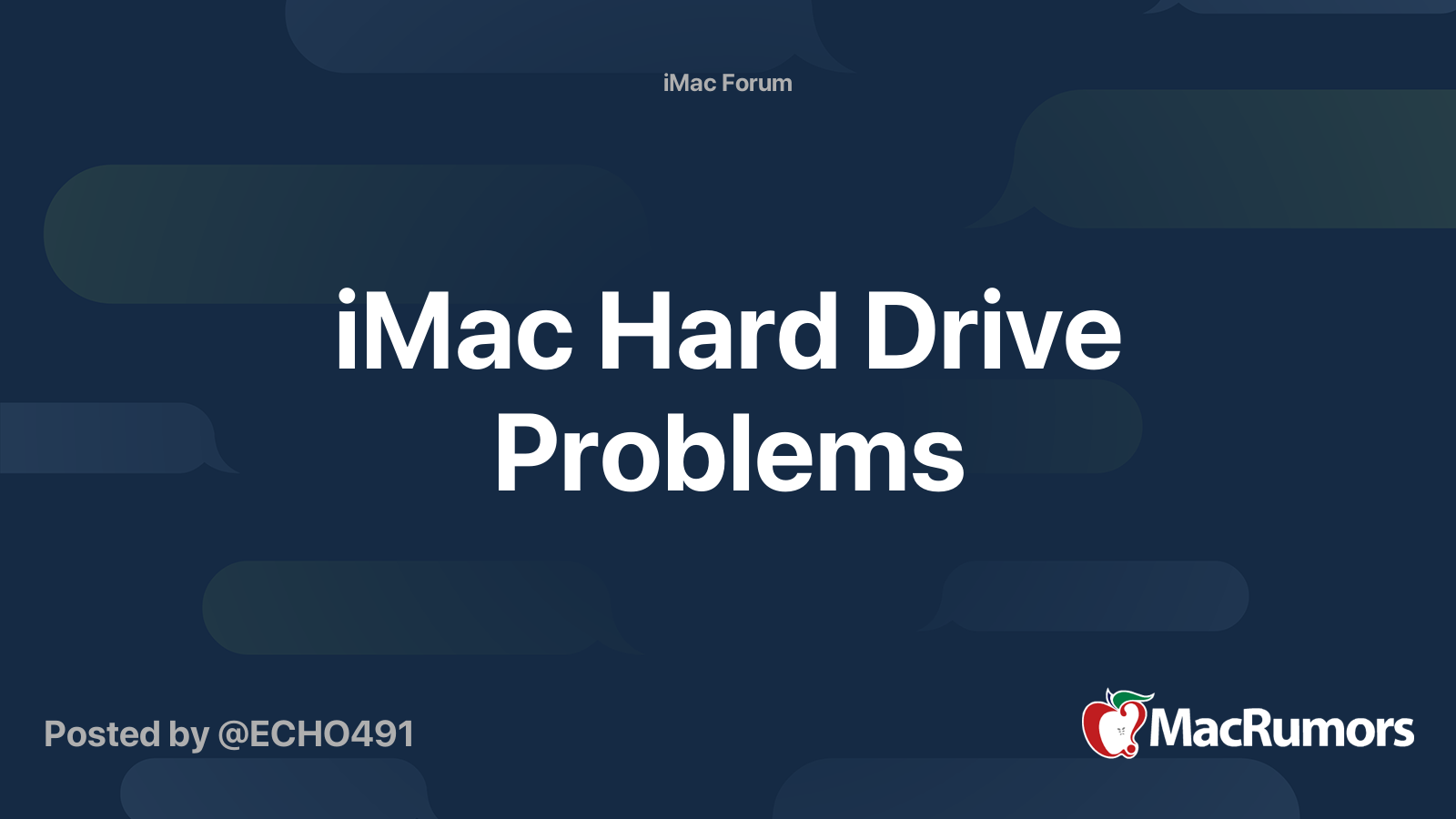 iMac Hard Drive Problems | MacRumors Forums