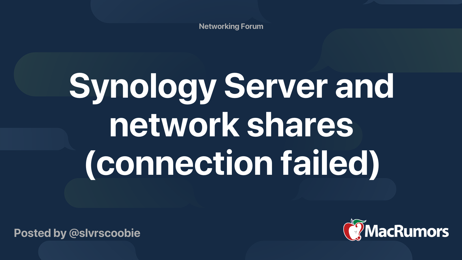 Synology Server and network shares (connection failed) | MacRumors Forums