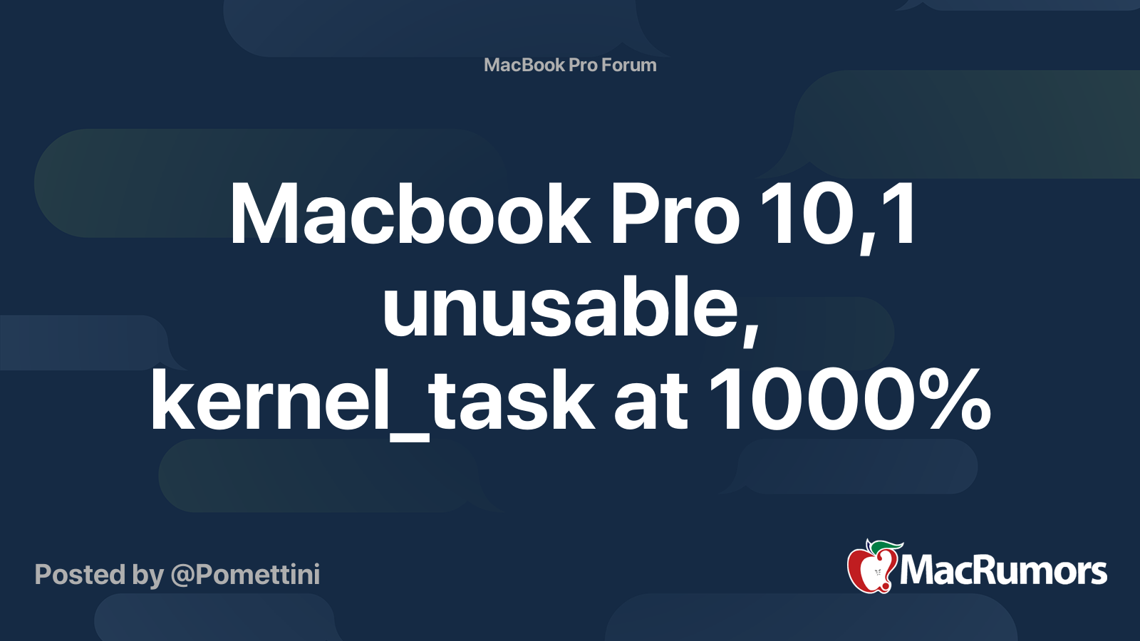 Macbook Pro 10,1 unusable, kernel_task at 1000% | MacRumors Forums