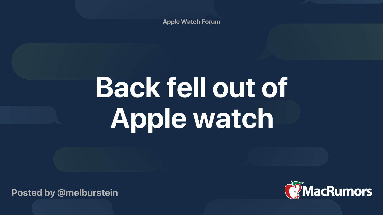 Back fell out of Apple watch | MacRumors Forums