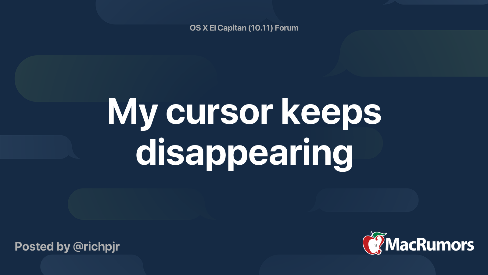 My Cursor Keeps Disappearing Macrumors Forums