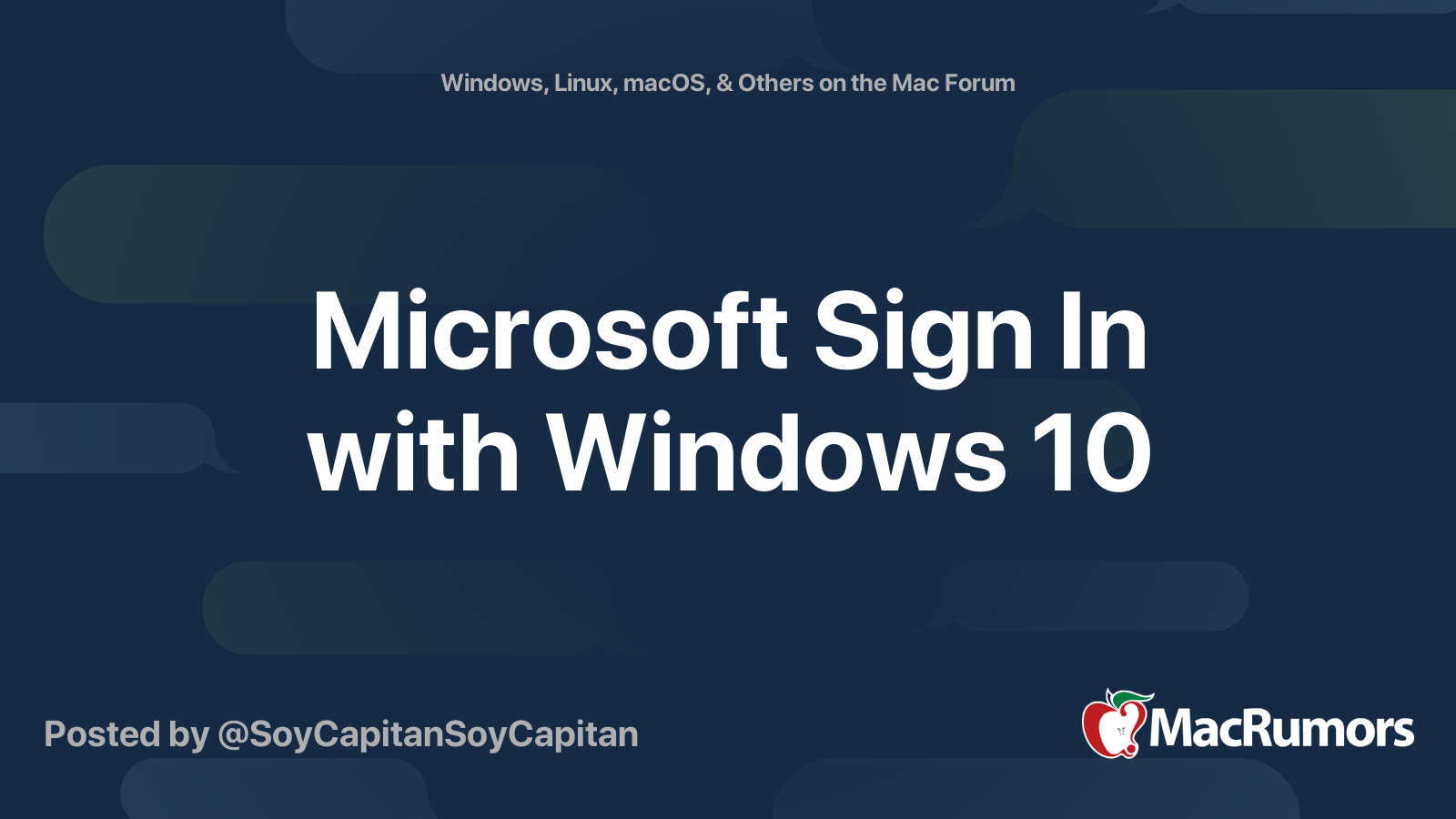 Microsoft Sign In with Windows 10 | MacRumors Forums