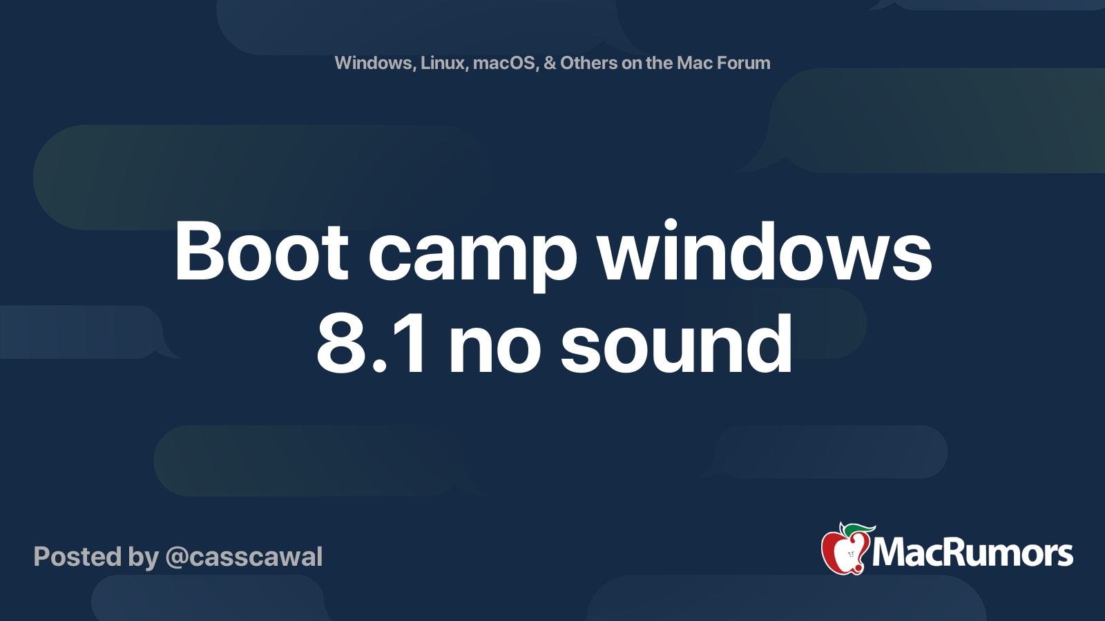 Boot camp windows 8.1 no sound | MacRumors Forums