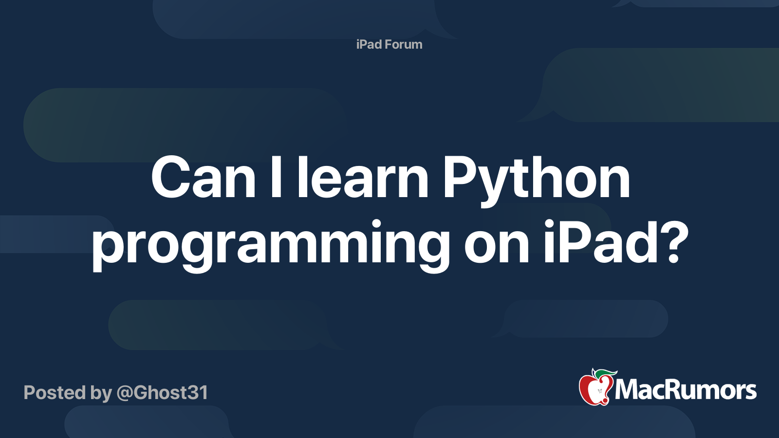 Can I Learn Python Programming On Ipad Macrumors Forums 