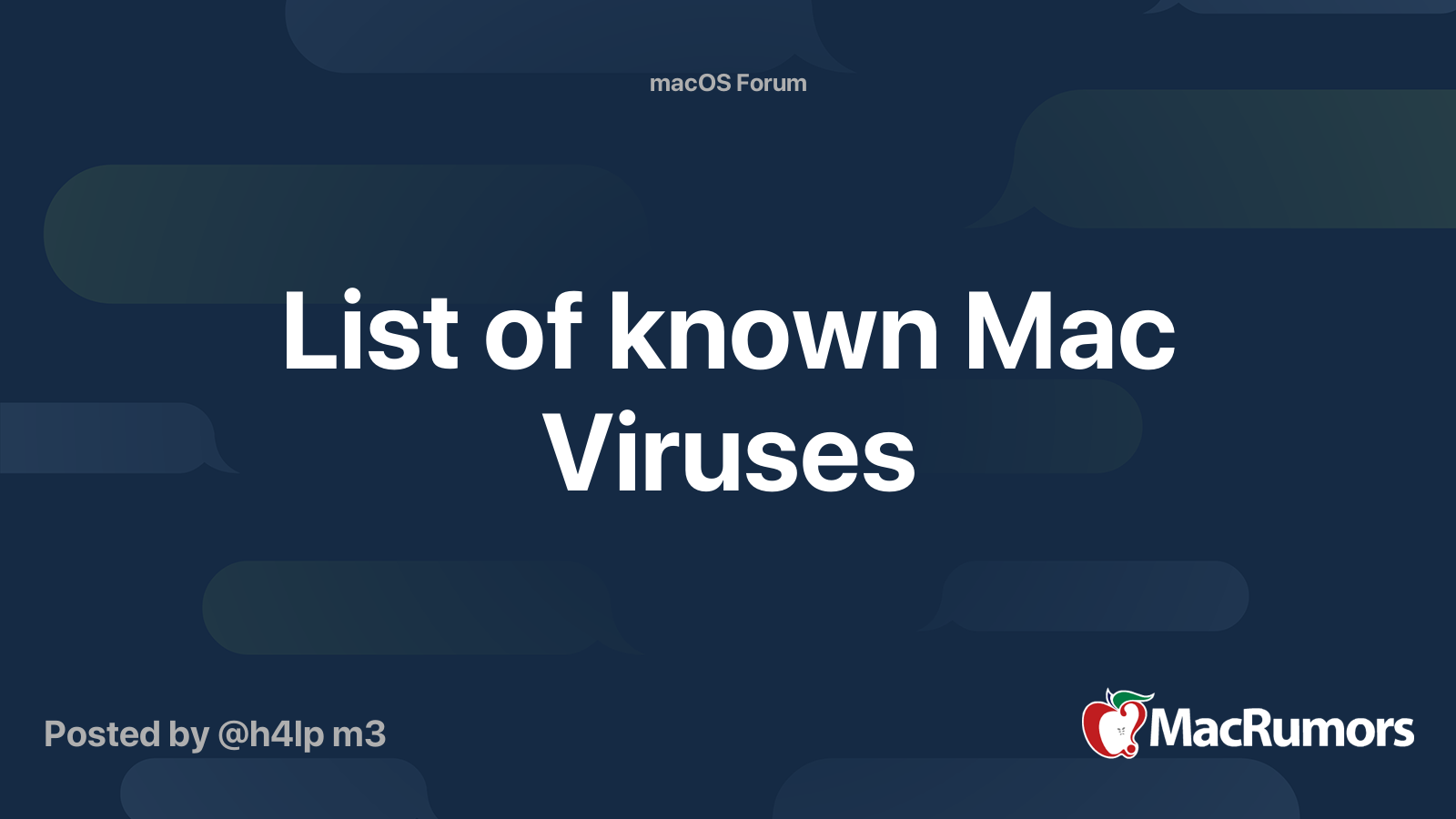 List of known Mac Viruses | MacRumors Forums