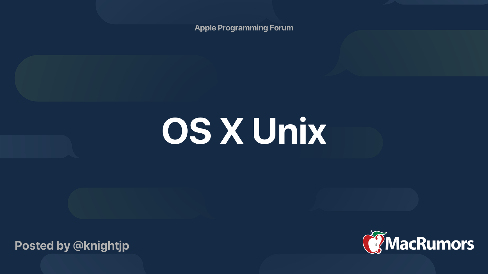 OS X Unix | MacRumors Forums