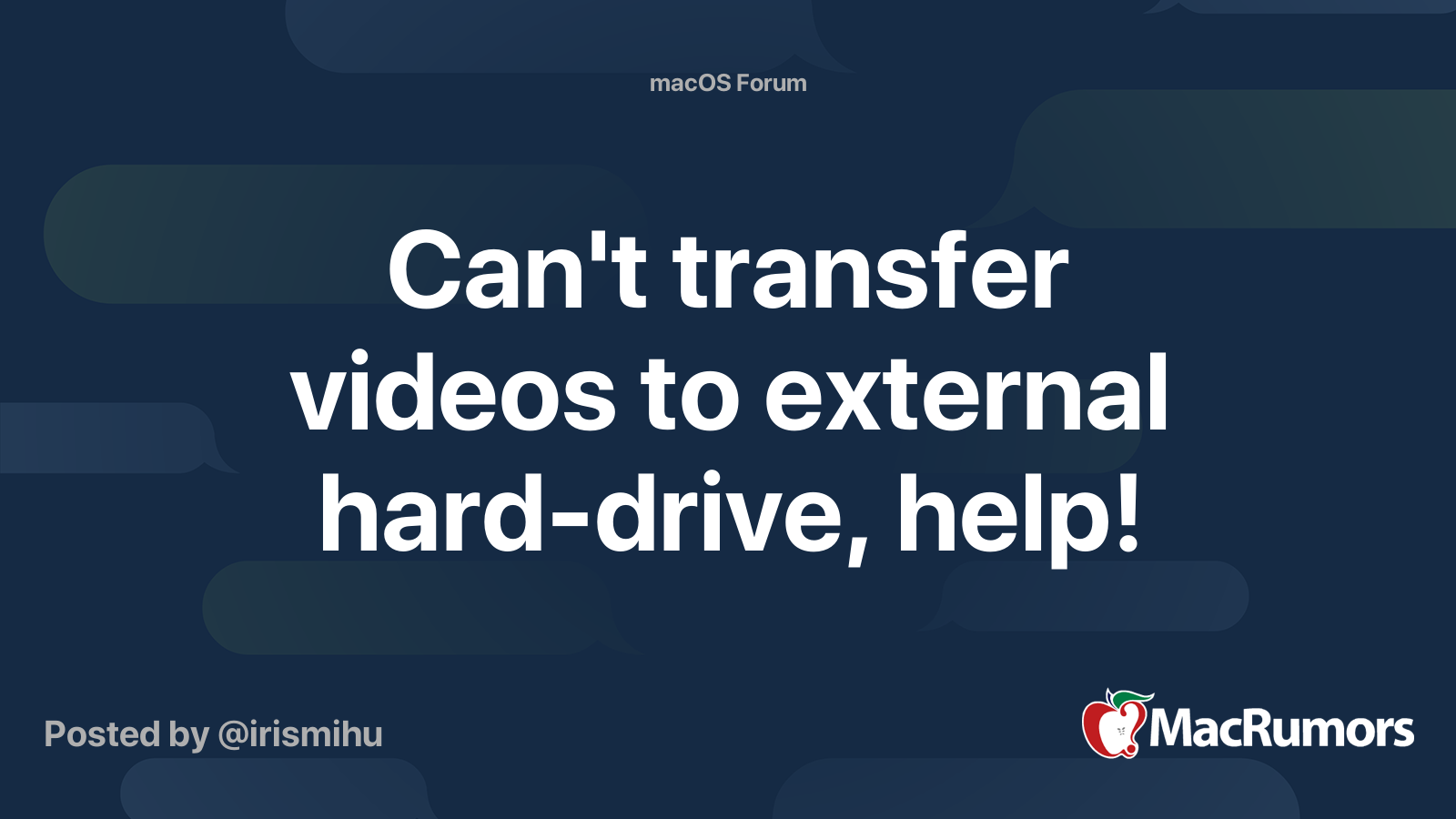 Can't transfer videos to external hard-drive, help! | MacRumors Forums