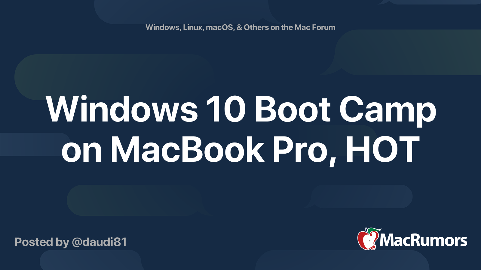 Windows 10 Boot Camp on MacBook Pro, HOT | MacRumors Forums