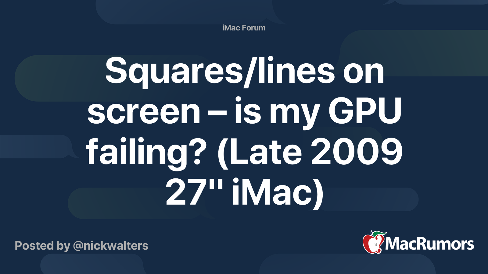 Squares/lines on screen – is my GPU failing? (Late 2009 27" iMac ...
