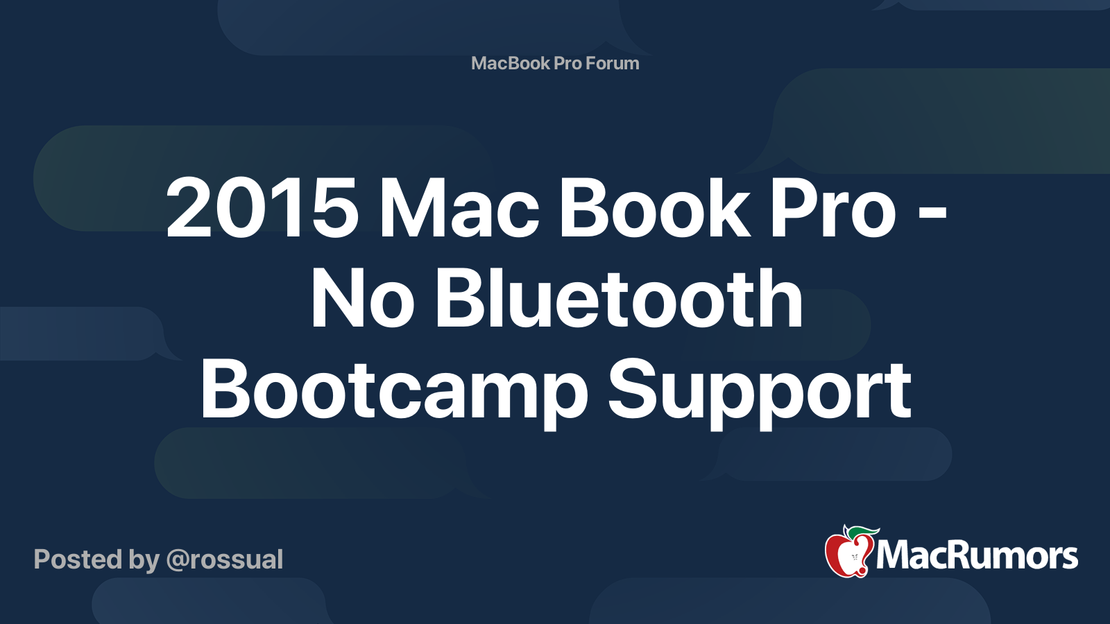 2015 Mac Book Pro - No Bluetooth Bootcamp Support | MacRumors Forums