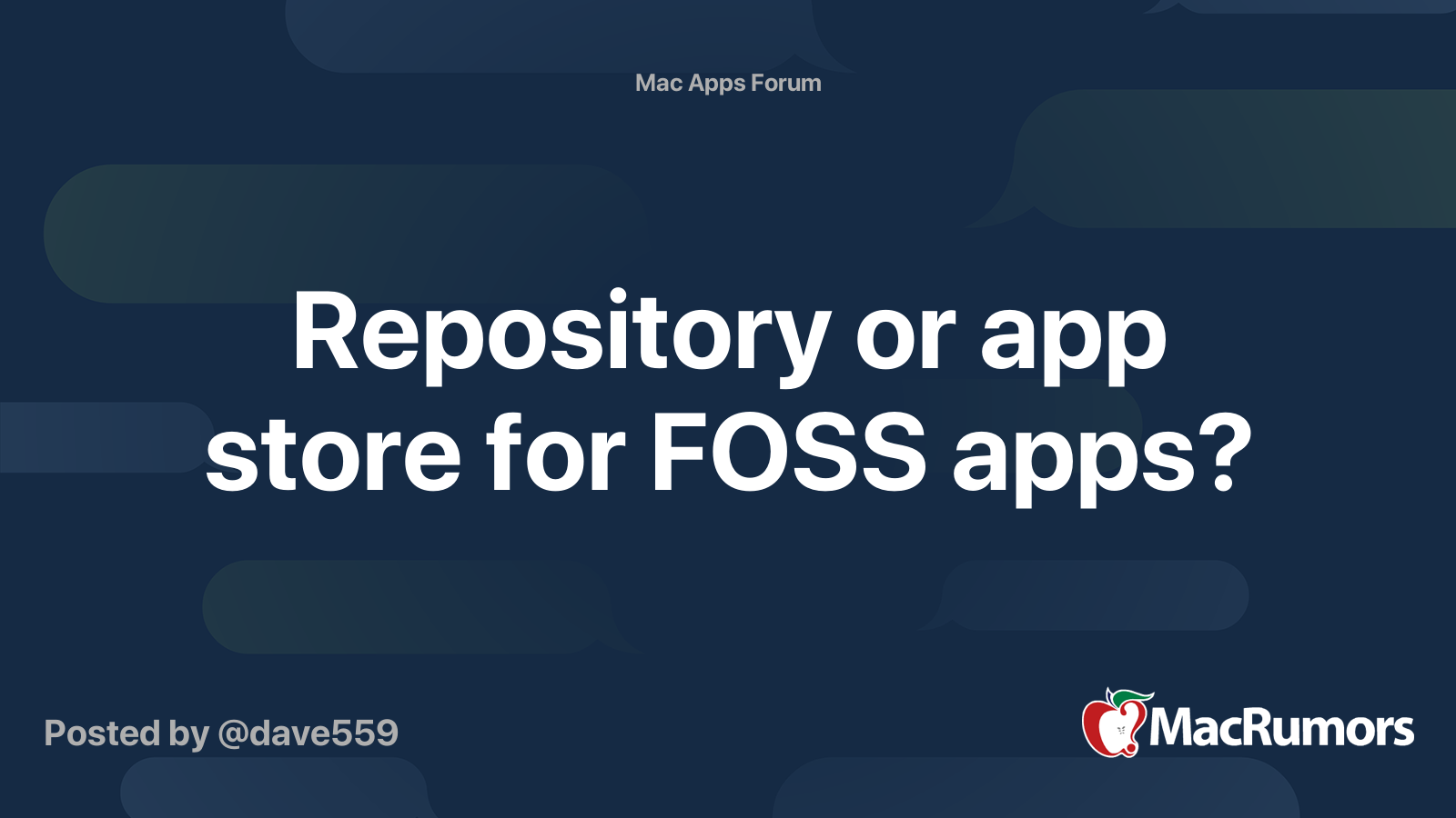 Repository or app store for FOSS apps? | MacRumors Forums