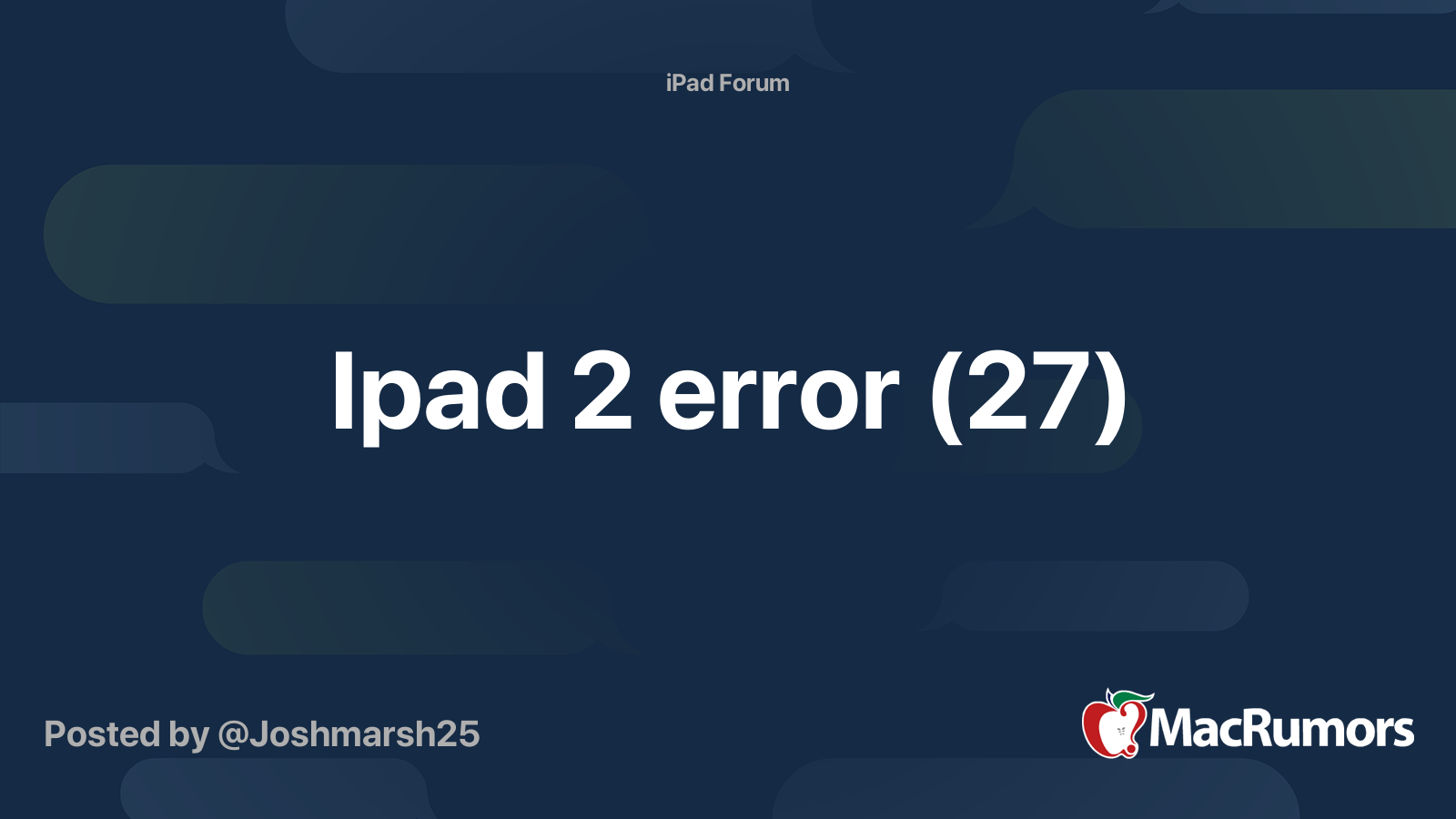 Ipad 2 error (27) | MacRumors Forums