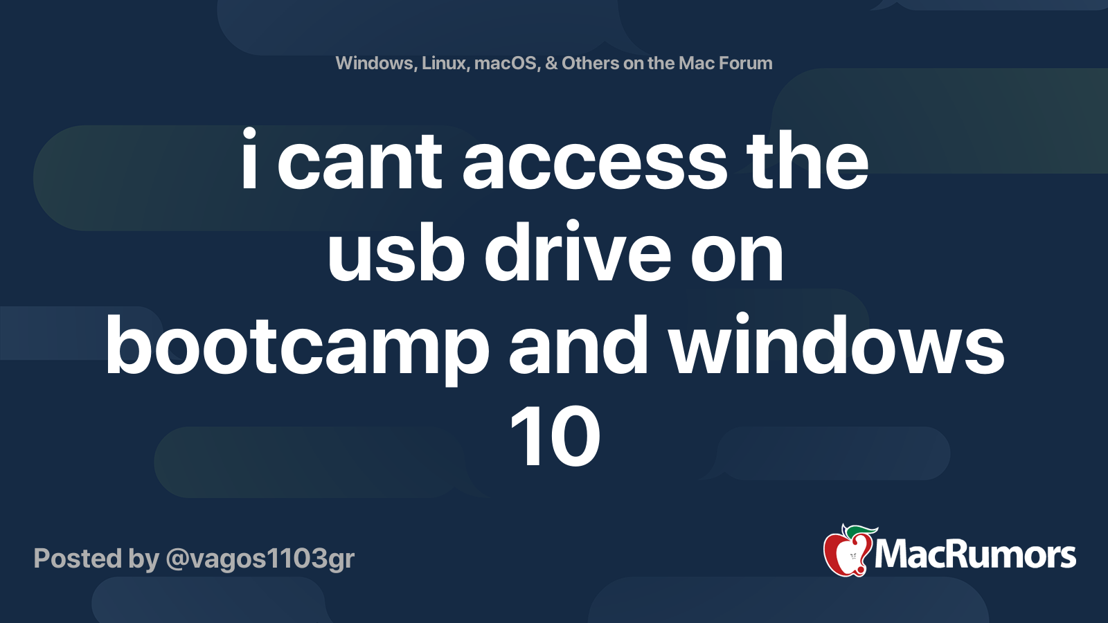 i cant access the usb drive on bootcamp and windows 10 | MacRumors Forums