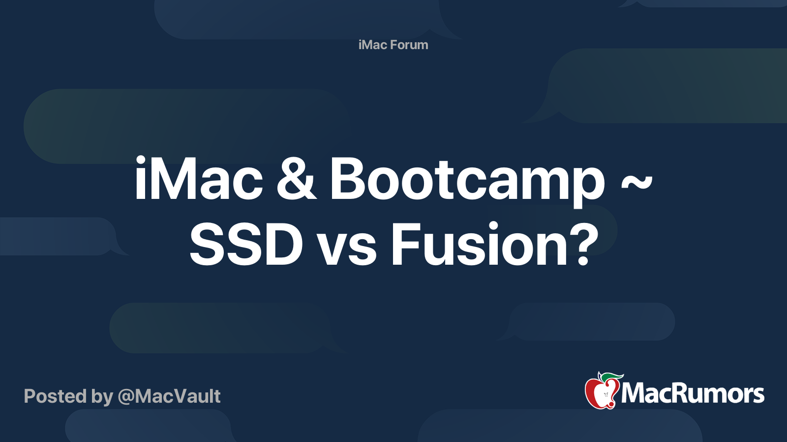 iMac & Bootcamp ~ SSD vs Fusion? | MacRumors Forums